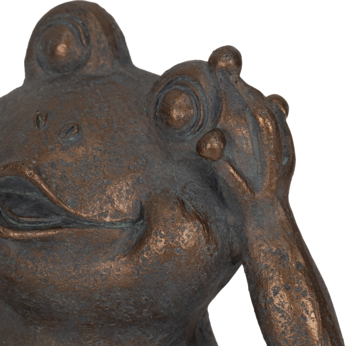 Trinx 7-inch Polyresin Frog with Glowing Solar Orb in Antique Copper | Wayfair
